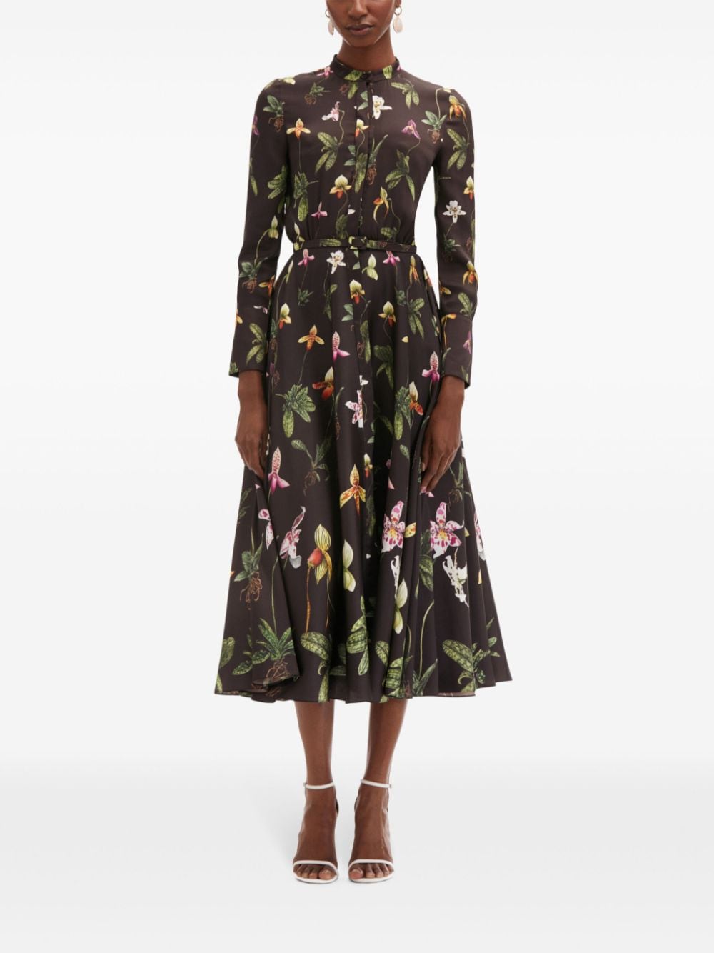 OSCAR DE LA RENTA Orchid Silk Twill Midi Dress