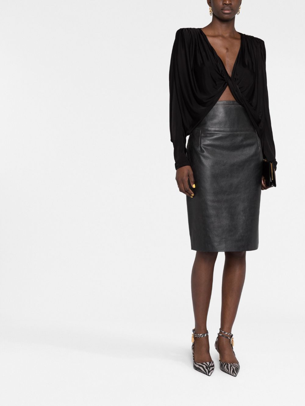 GIVENCHY Givenchy Buckle-Detail Leather Pencil Skirt