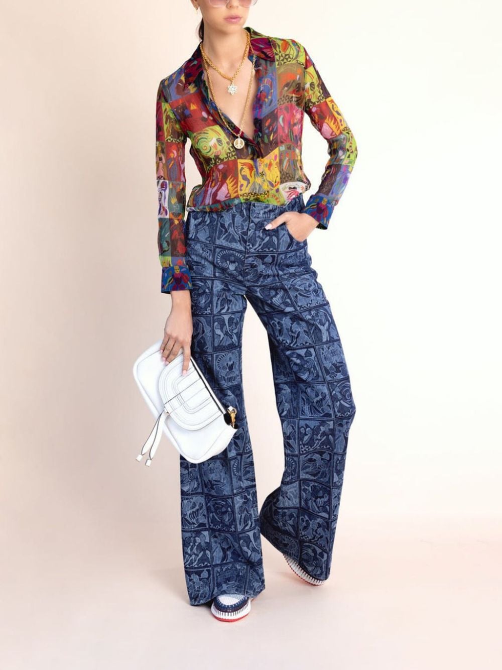 CHLOÉ Chloé Graphic-Print Semi-Sheer Shirt