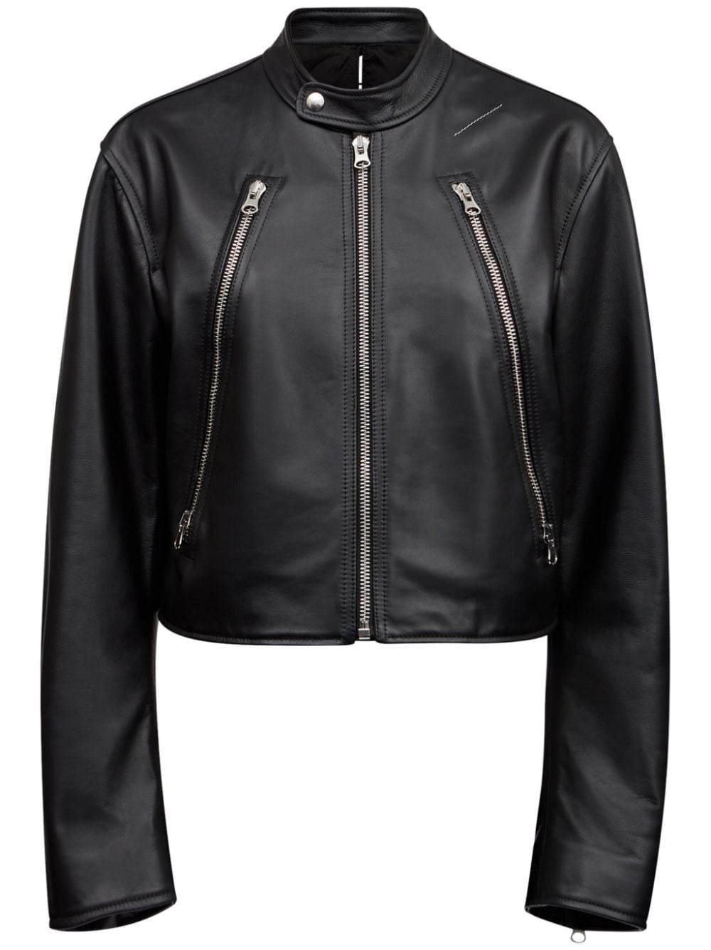 Buy MAISON MARGIELA Leather Biker Jacket - Black At 36% Off