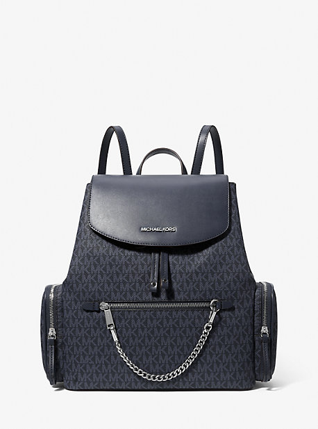 Michael Kors Blue Abbey Large Logo Cargo Backpack Michael Kors Harrison Medium Logo Backpack-Admiral Bleu  main image 4