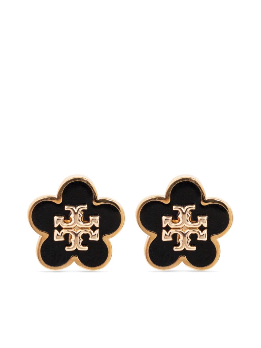 Tory Burch Black and Gold Stud Earrings Tory Burch logo-engraved Earrings | Black | FARFETCH main image 2
