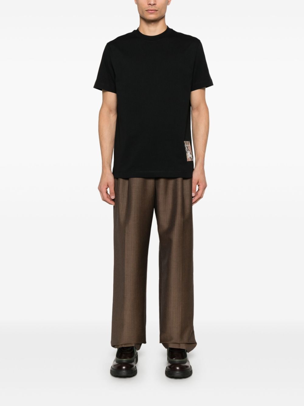 BURBERRY check label cotton t-shirt