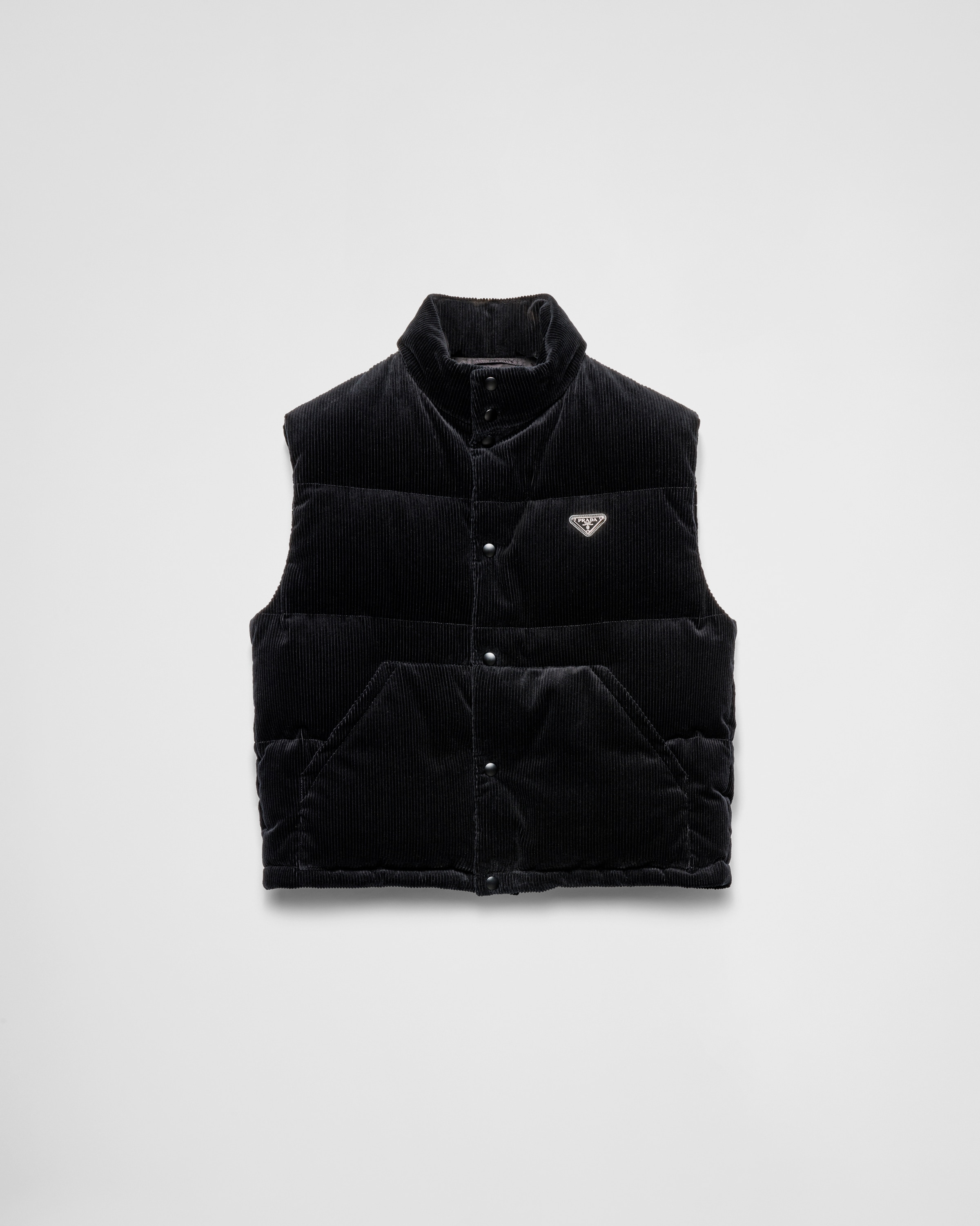 Prada Corduroy Down Vest - Black | Editorialist