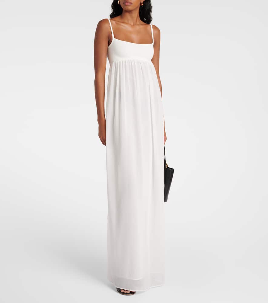 jacquemus embroidered silk-blend mousseline maxi dress JACQUEMUS Embroidered Silk Mousseline Maxi Dress