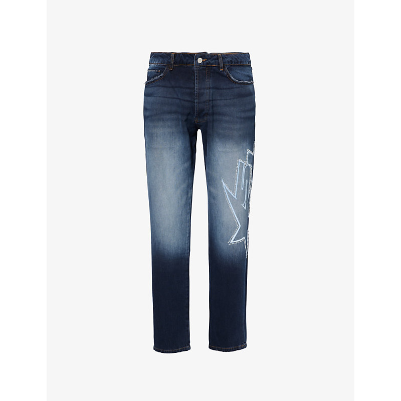 Trapstar Star Diamante Embellished Straight-Leg Denim Jeans