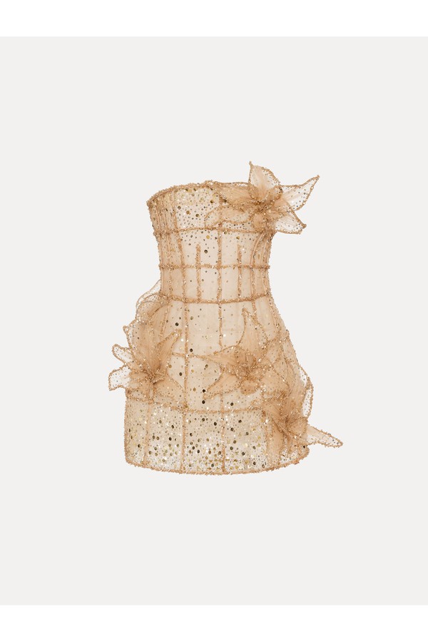 oscar de la renta orchid embroidered cocktail dress Orchid Mosaic Cocktail Dress by Oscar de la Renta at THE MILE