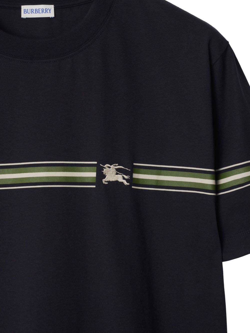 Burberry Striped Cotton T-Shirt - Blue - 50% Off | Editorialist