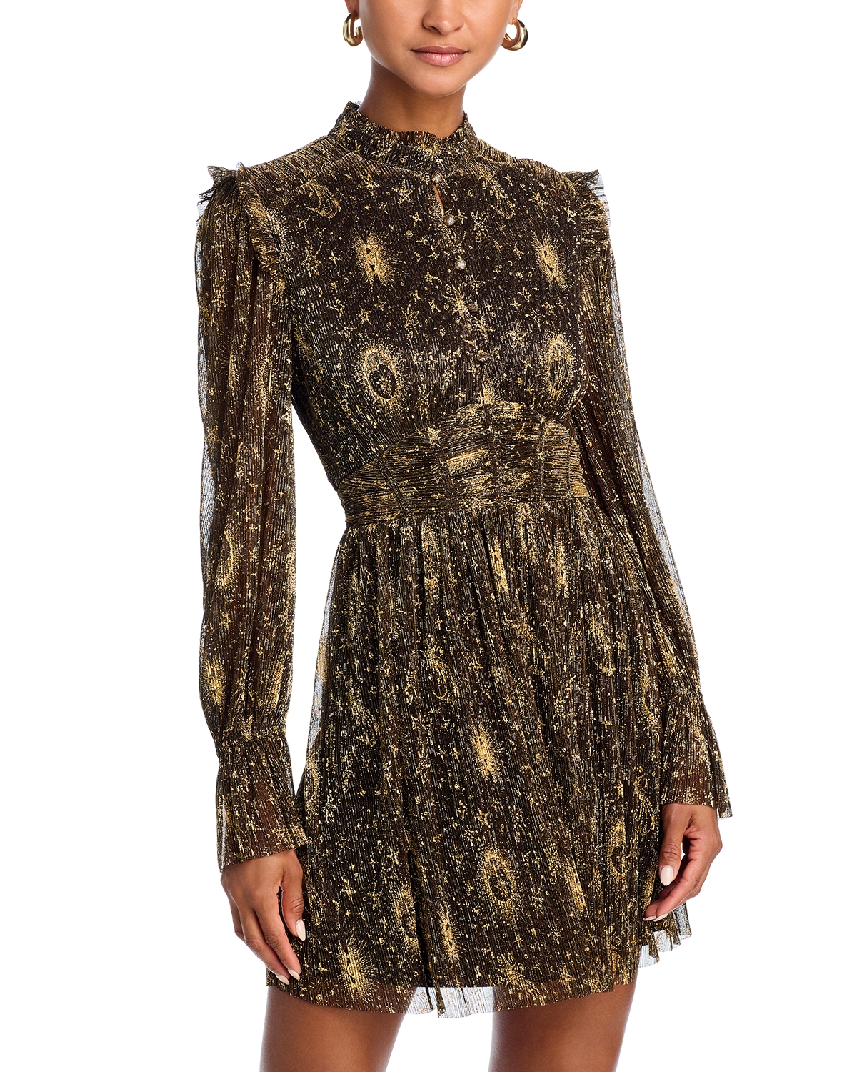 aqua black and gold dress Black Balloon Sleeve Swing Dress main image 0