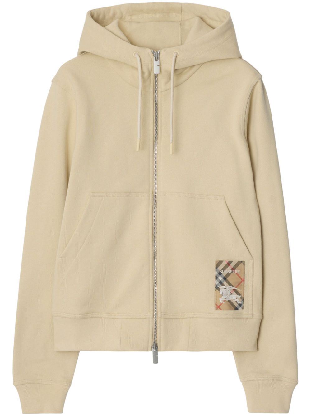 BURBERRY　ジップアップニットジャケット　裏地ノバチェック　Мサイズ Burberry Zip Up Hoodie With Check Hood - Black Archive Beige