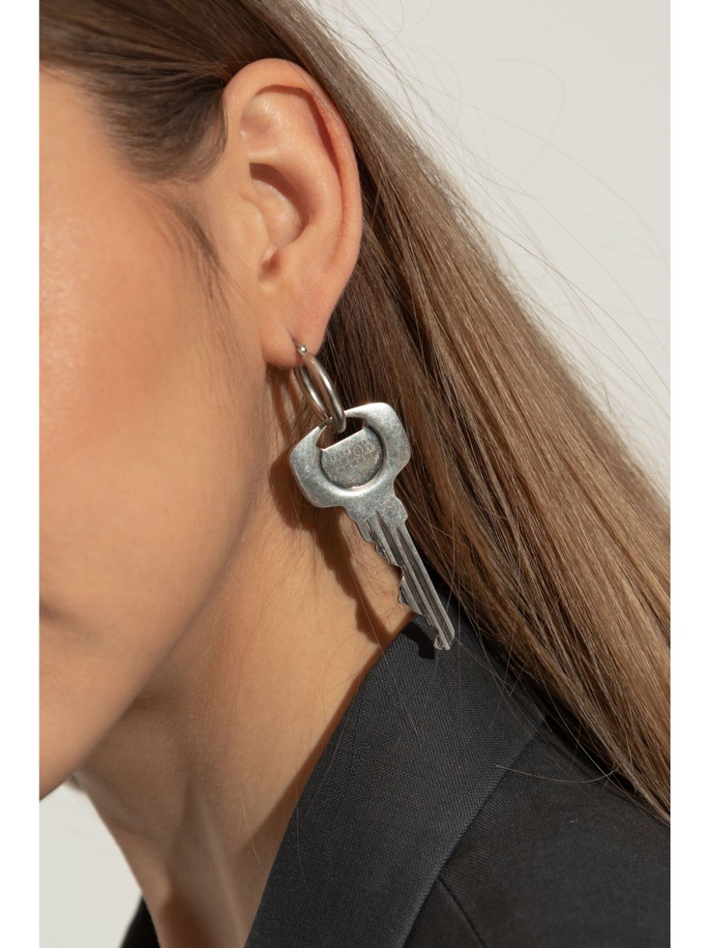 Maison Margiela Tag And Key Earrings - Silver | Editorialist