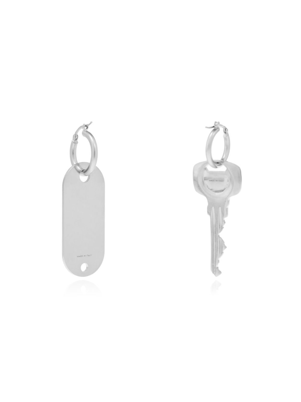 Maison Margiela Tag And Key Earrings - Silver | Editorialist