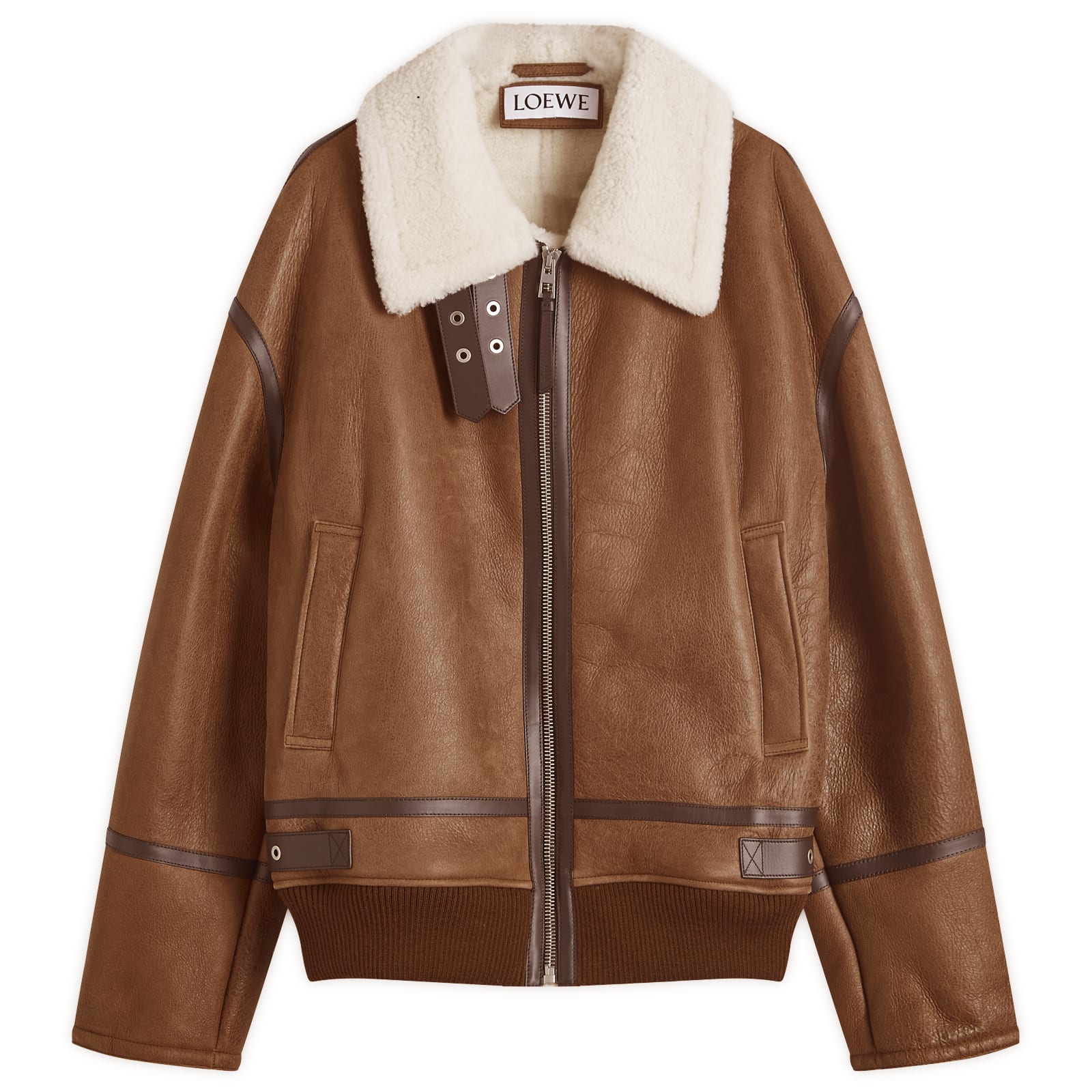 Loewe Shearling Aviator Jacket In White/Camel - 70% Off | Editorialist