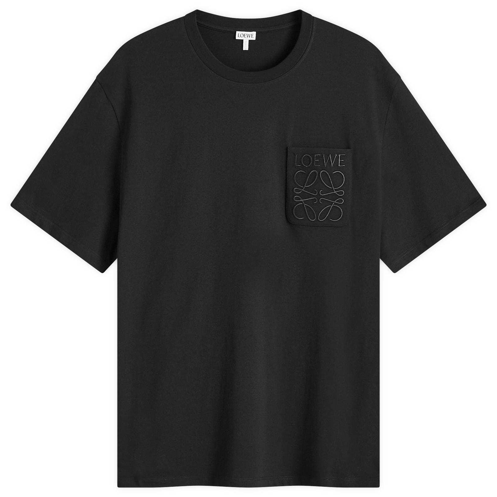 LOEWE ブラック フェイクポケット Tシャツ S アナグラム