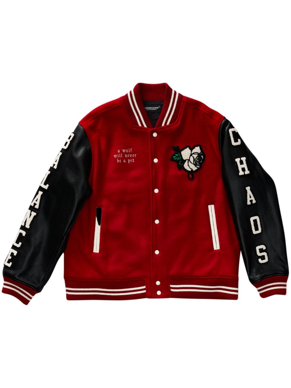 Undercover Wolf Rose Varsity Jacket - Red | Editorialist