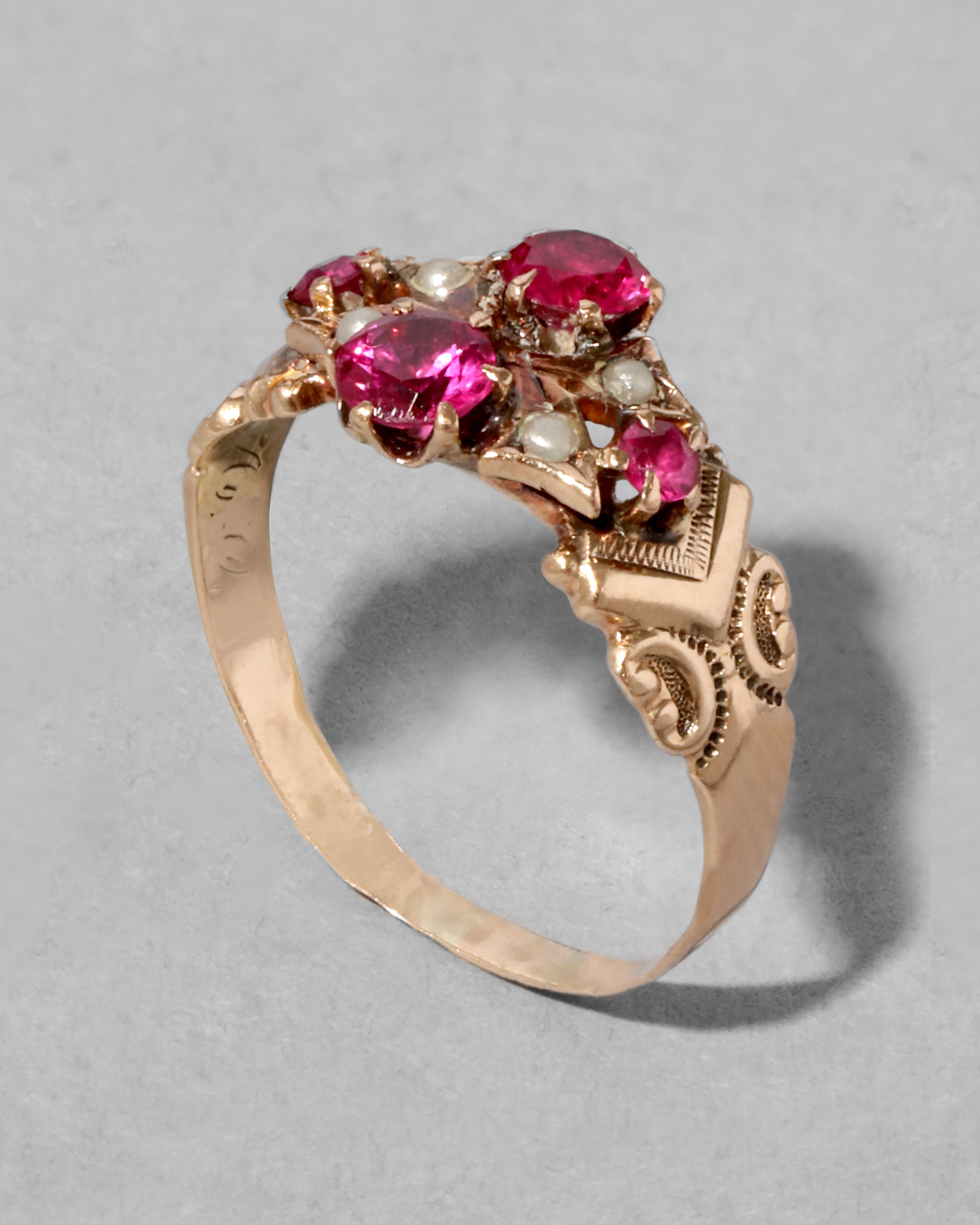 Alexis Bittar Antique 10k Ruby And Seed Pearl Ring Gold