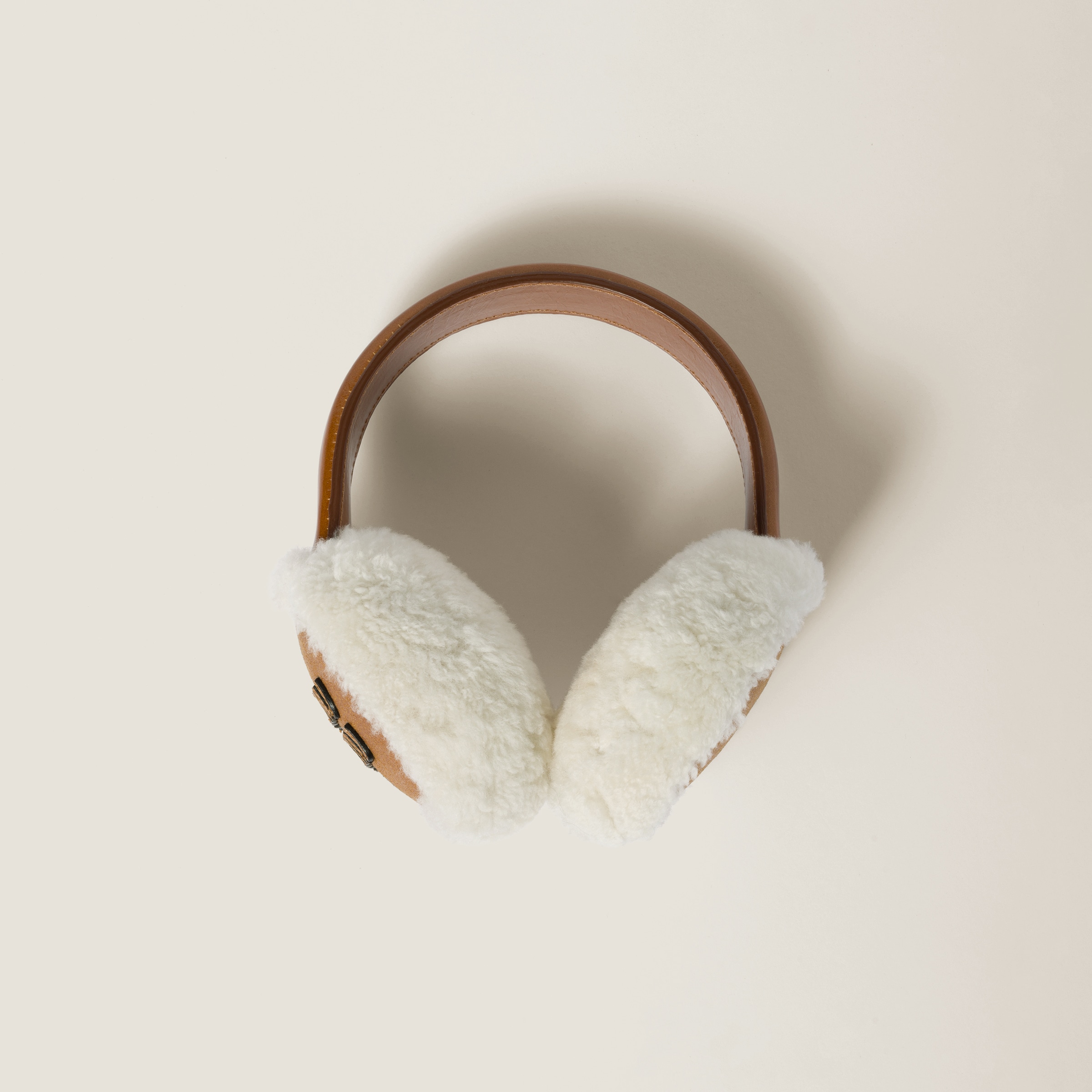 Miu Miu Shearling Earmuffs - Cognac/Natural | Editorialist