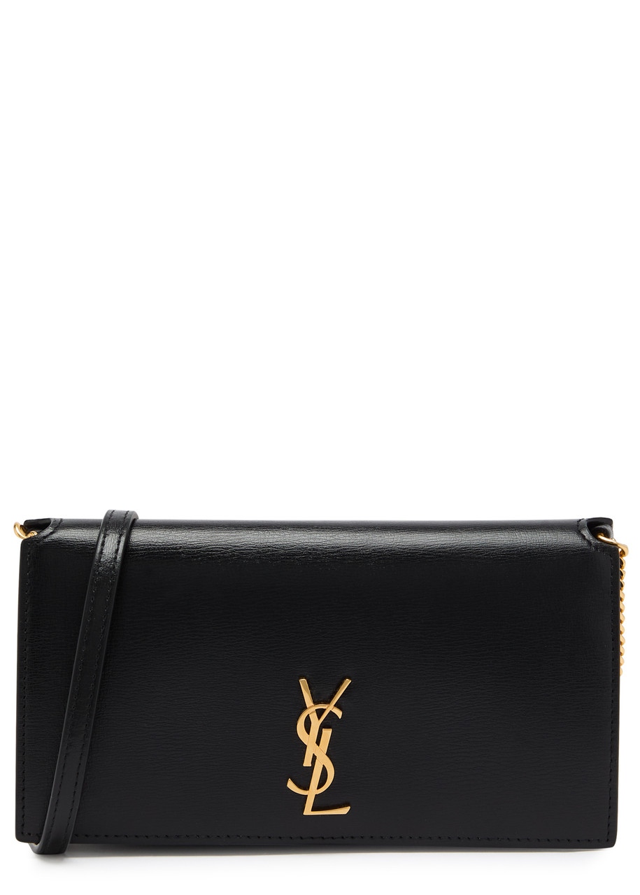 Saint Laurent Cassandra Leather Phone Holder Black Editorialist