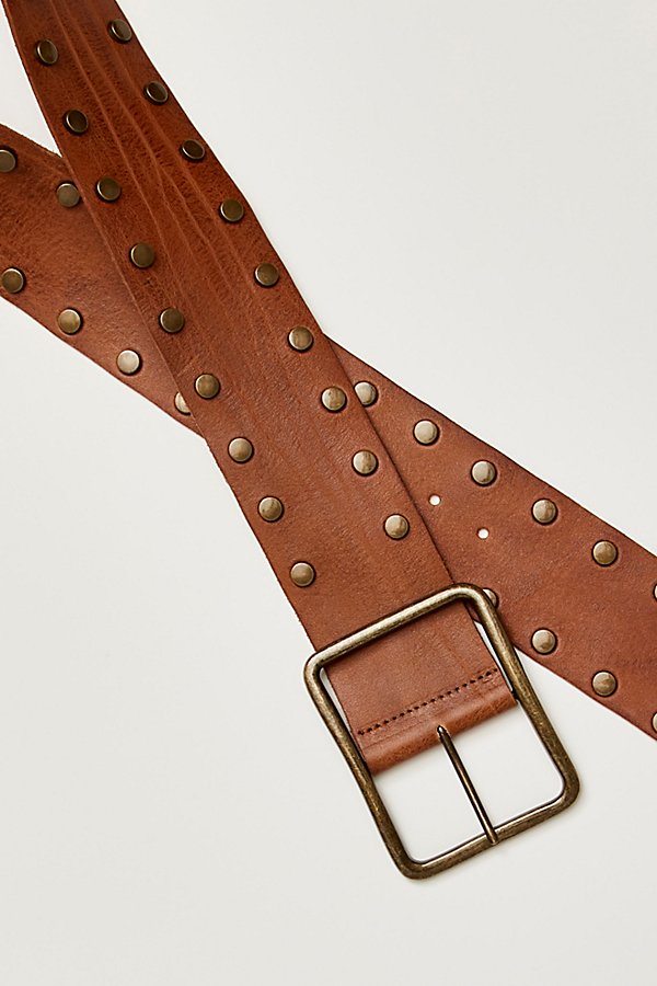 Free People New With Tags Brown/Cognac Leather & Brass Hex Hip Belt Size S-M Free People | Accessories | Free People Spur Stud Leather  main image 2