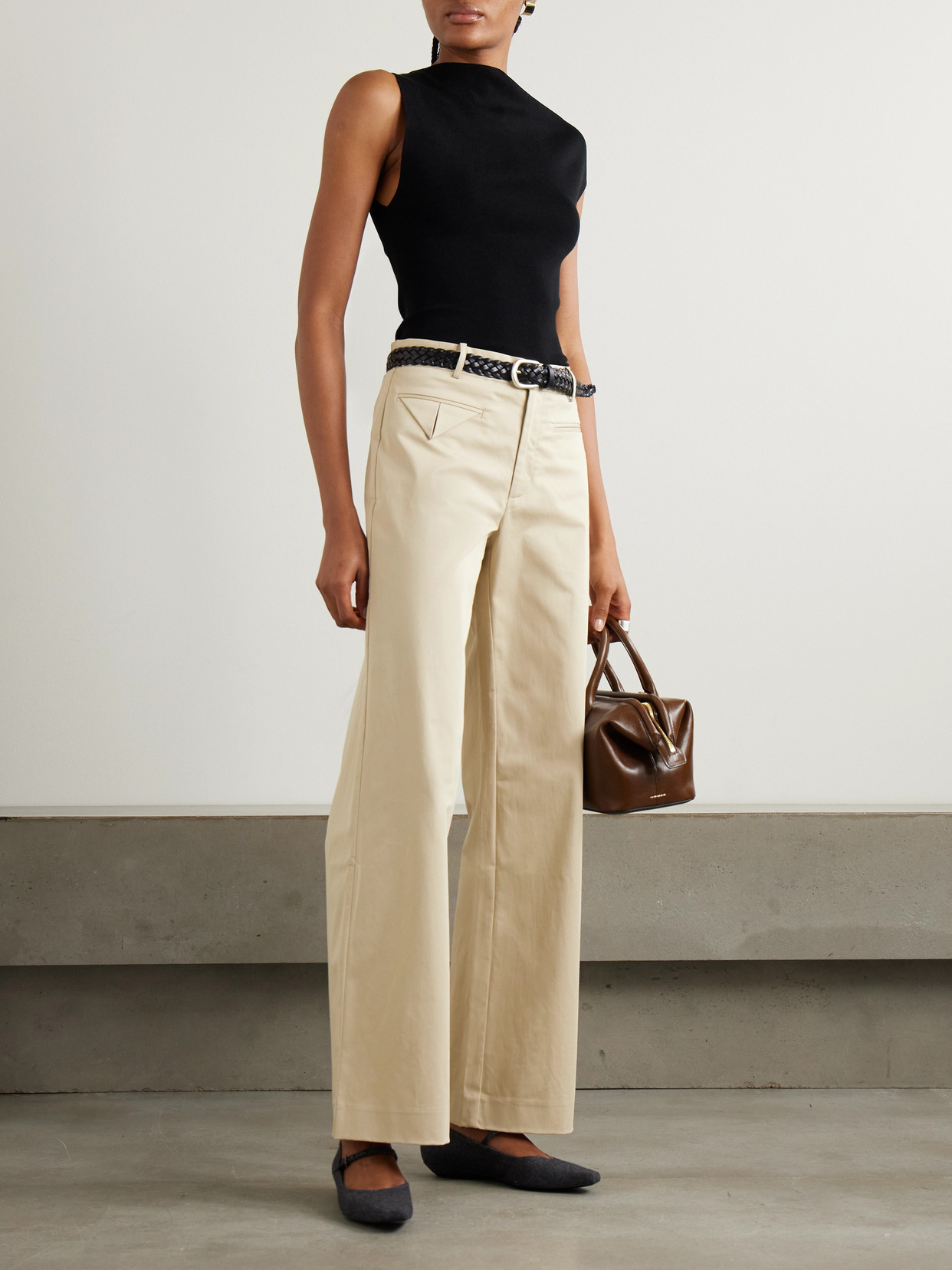 ST. AGNI ST. AGNI Origami Organic Cotton-blend Wide-leg Pants