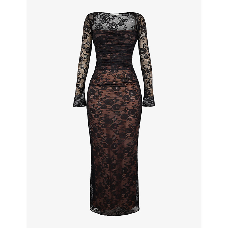 House of CB Artemis Corseted Lace Maxi Dress - Black