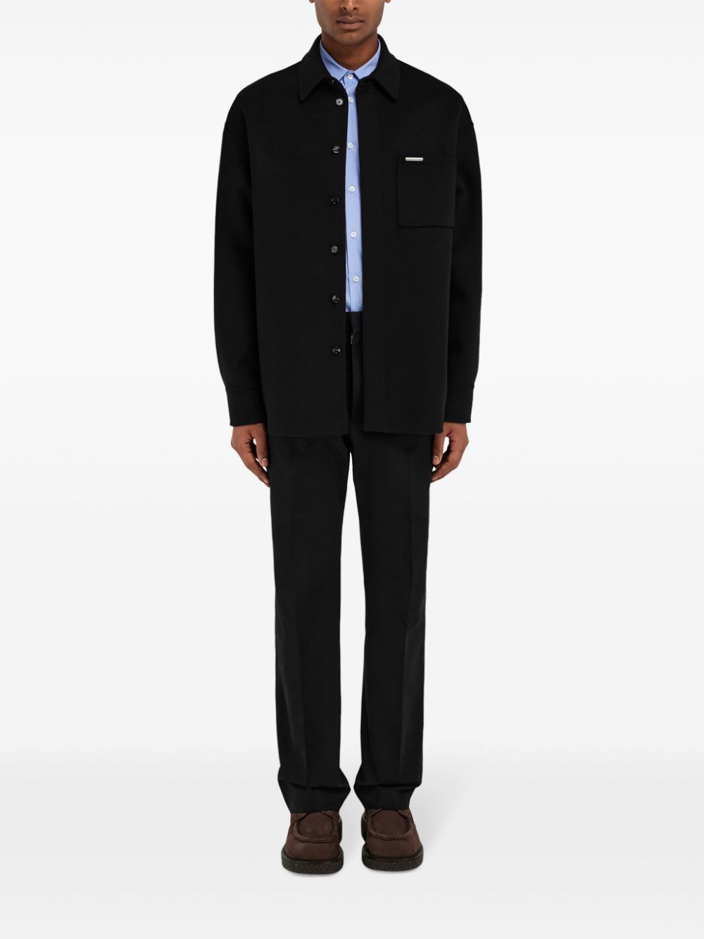 SALVATORE FERRAGAMO logo-plaque buttoned shirt jacket