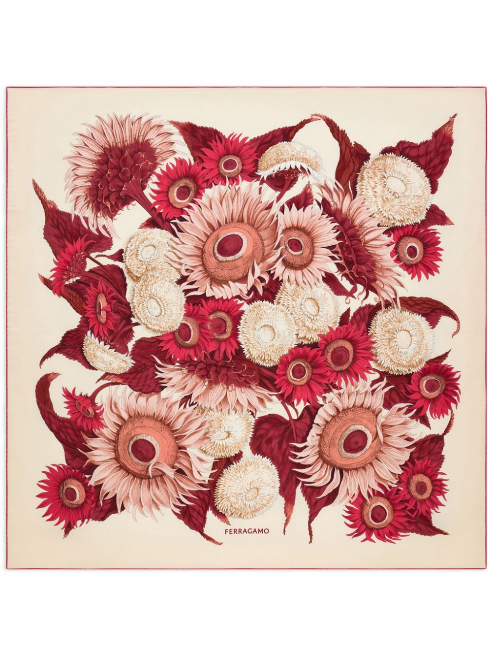 SALVATORE FERRAGAMO Sunflower Print Silk Scarf