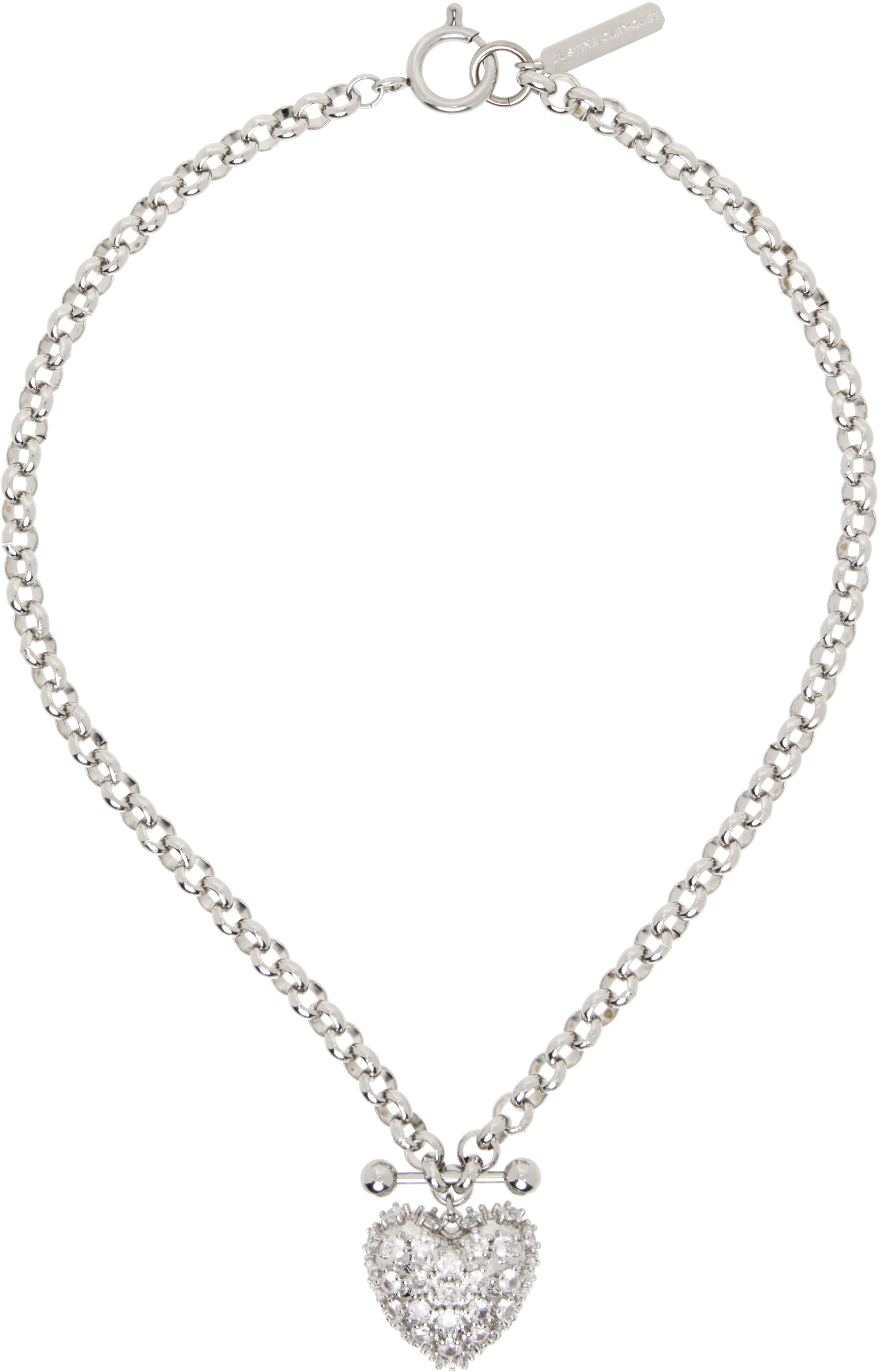 Justine Clenquet Silver Heart Crystal Necklace - Palladium