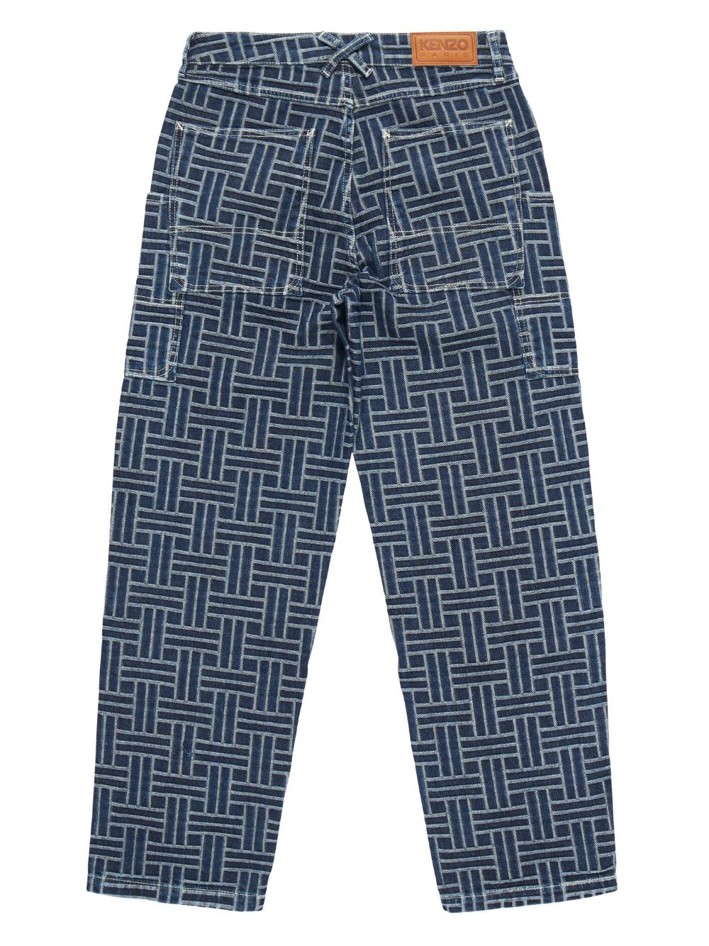 Kenzo Seigaiha Monkey Fit Cargo Jeans In Rinse Blue Denim - 70