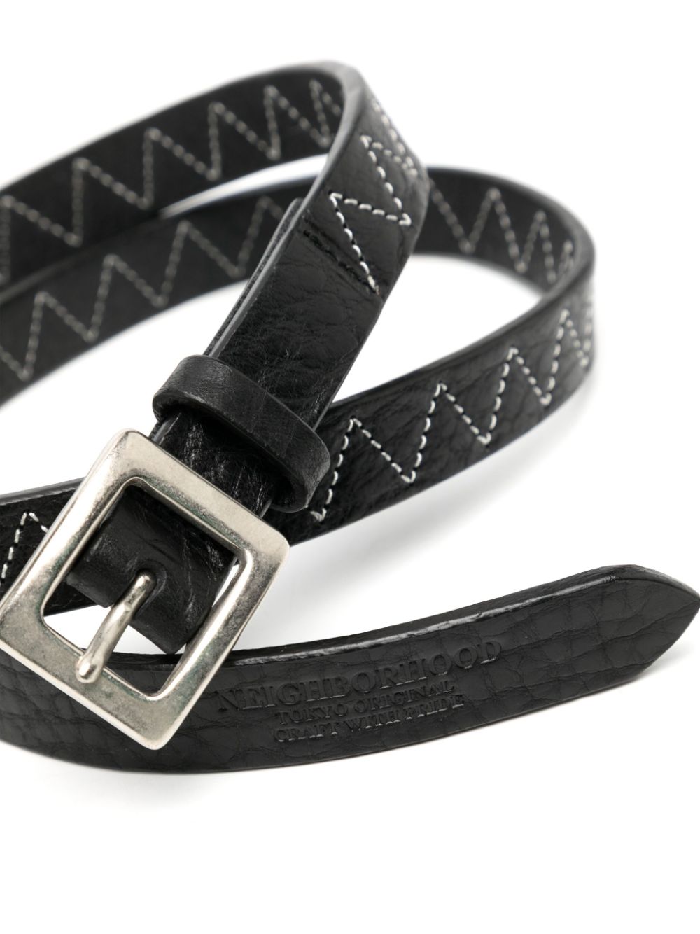 Neighborhood Leather Narrow Belt - Black | Editorialist