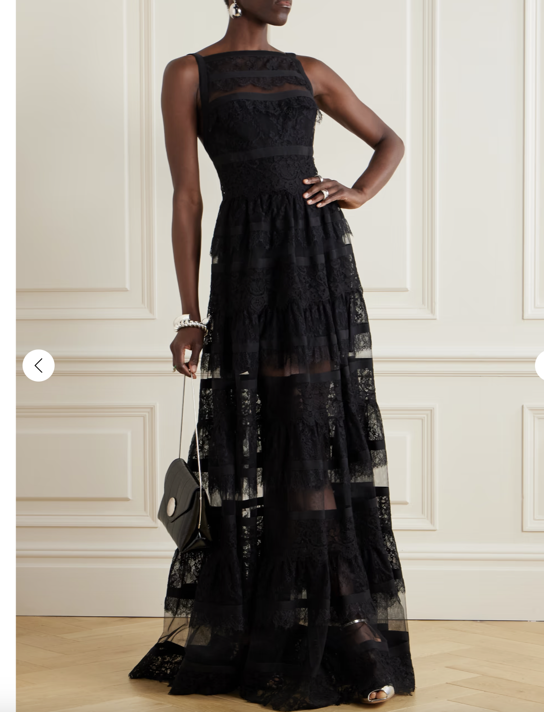 elie saab black lace dress Elie Saab Tiered Mesh And Lace Gown In Black - 50% Off