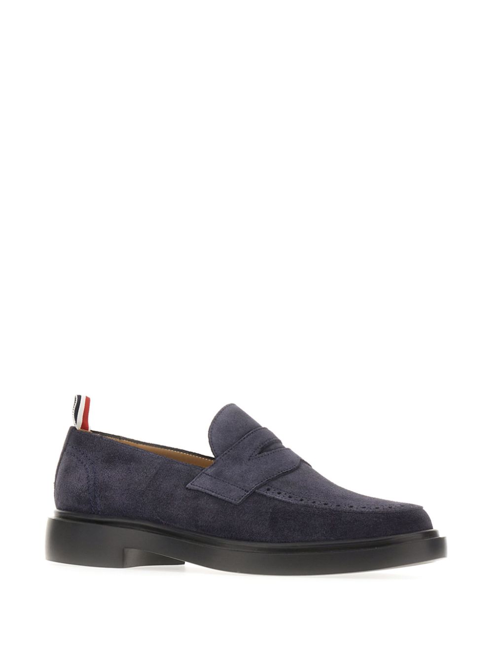 Thom Brown Light Blue Suede Penny Loafers Suede Varsity Penny Loafer | Thom Browne main image 2