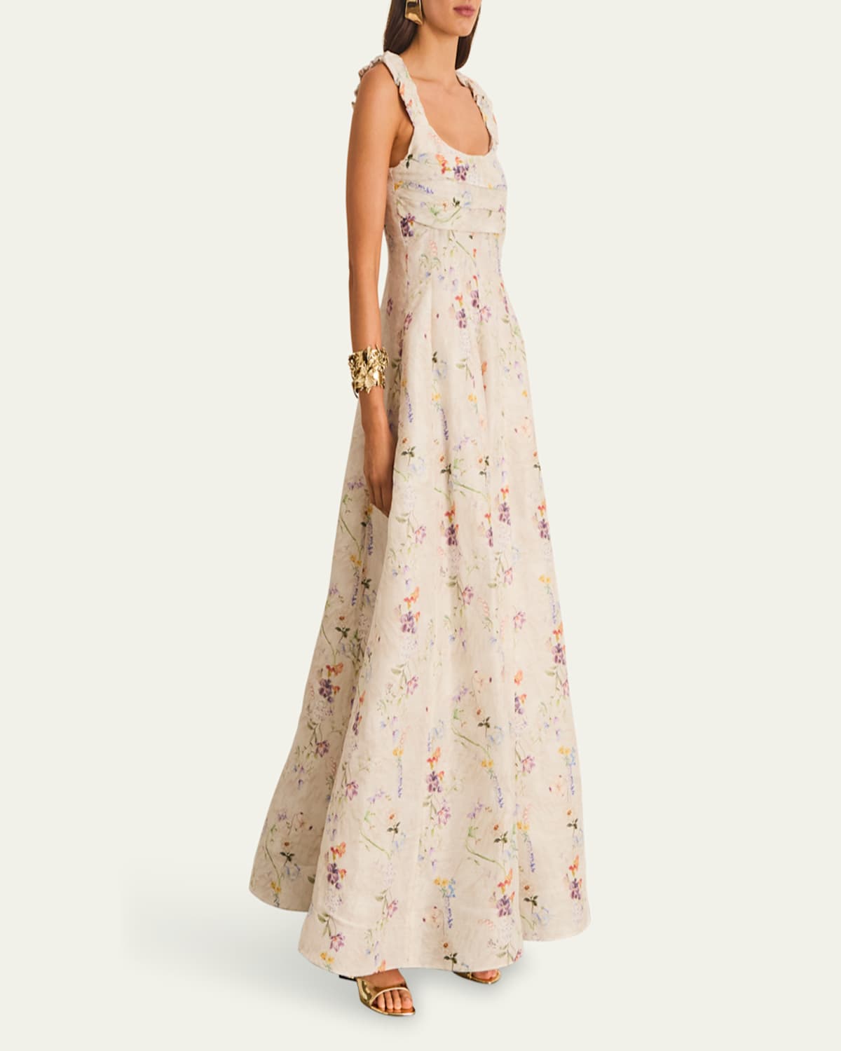 aqua blu australia adele maxi dress AQUA BLU AUSTRALIA Adele Pleated Maxi Dress - Gold