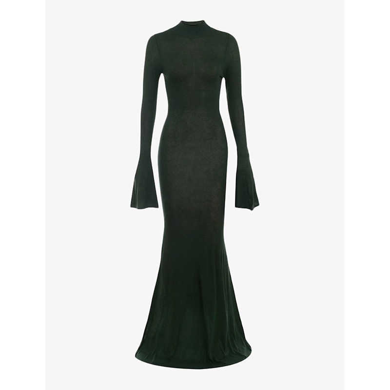 green emerald velvet dress Robin Tiered Maxi Dress in Hunter Green Large