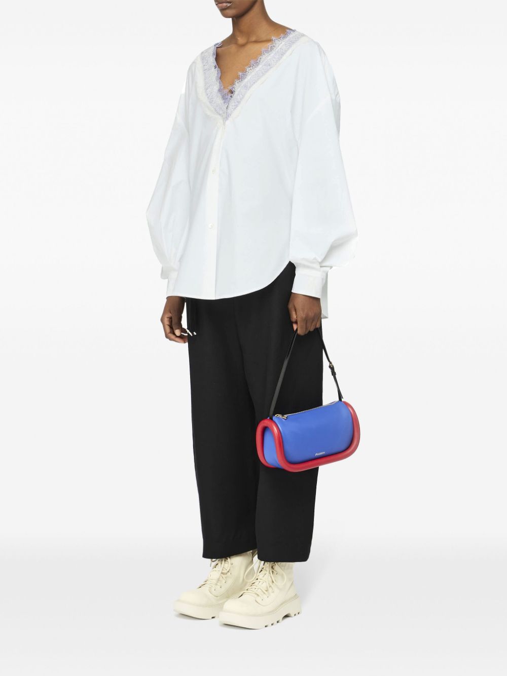 JW ANDERSON JW Anderson V-Neck Lace-Trim Shirt