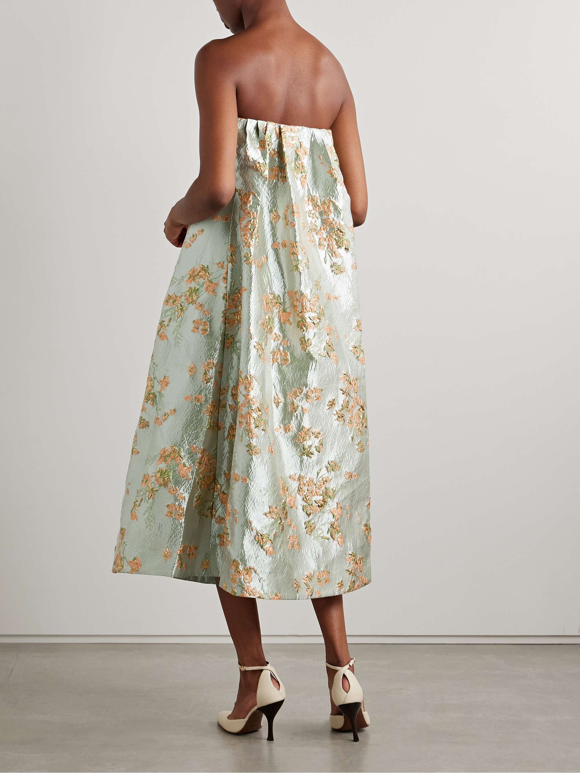 Staud Kennedy Strapless Brocade Midi Dress In Metallic - 40% Off |  Editorialist