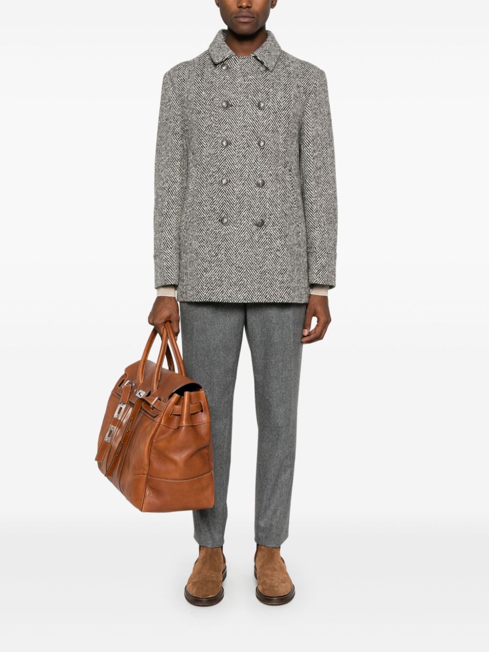 BRUNELLO CUCINELLI Brunello Cucinelli Chevron Virgin Wool Pea Coat