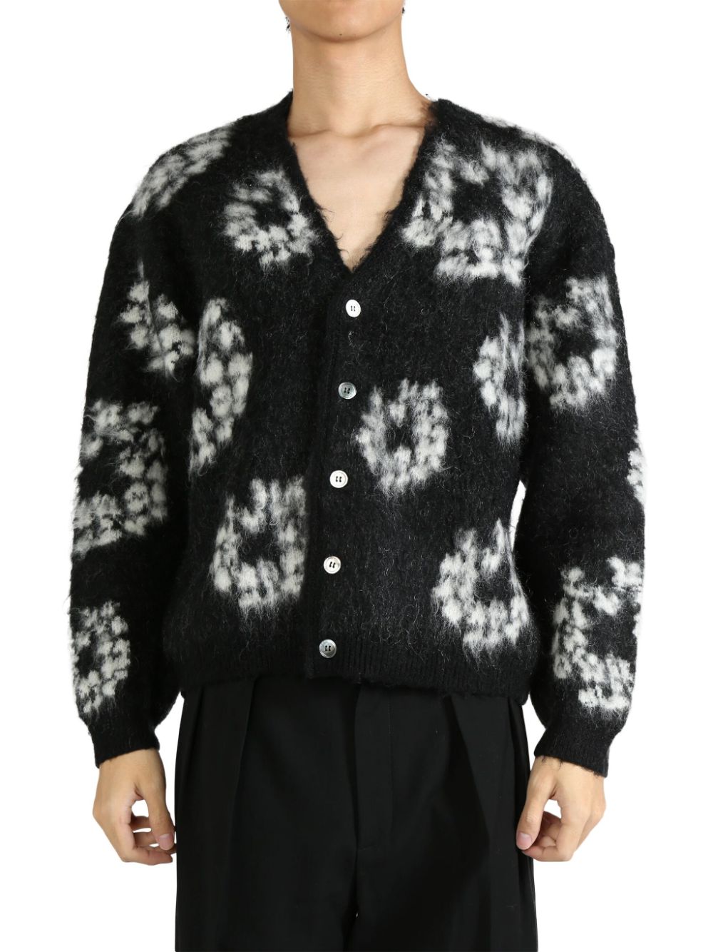 Denim Tears X Stussy Playing Card Suits Cardigan - Black