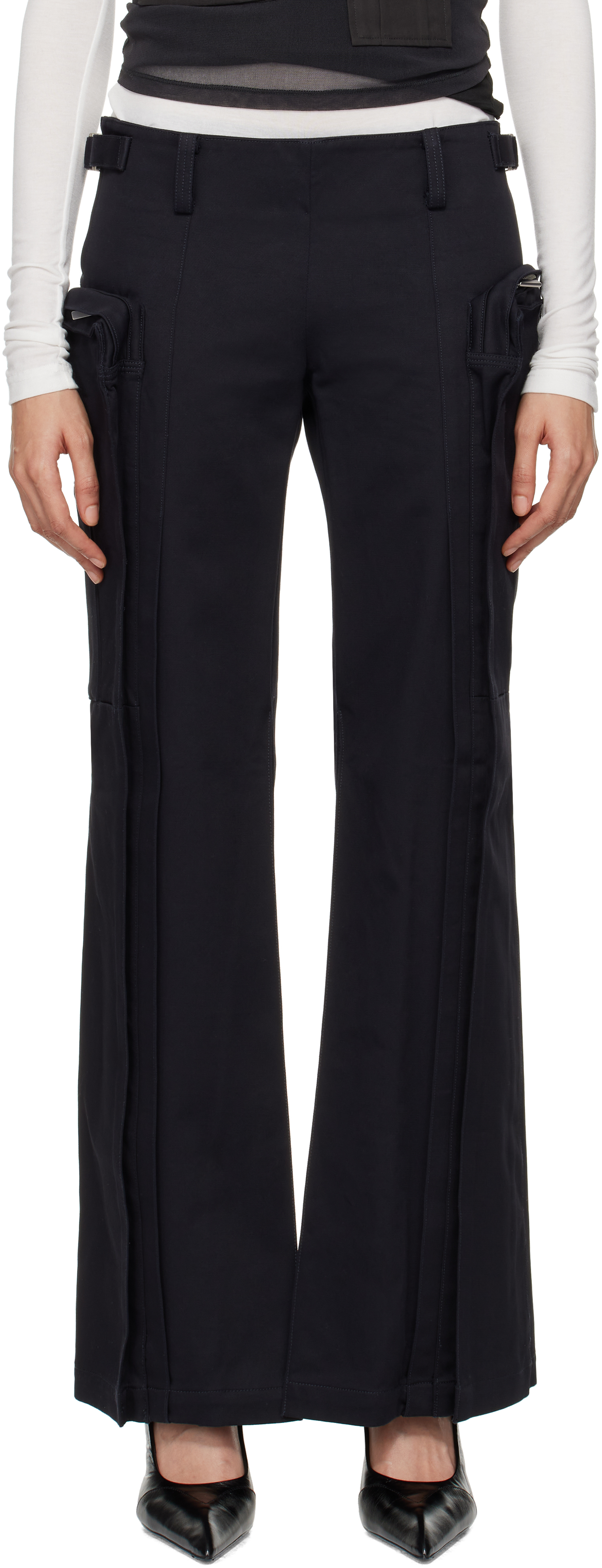Fax Copy Express Vertical Pocket Cargo Pants In Black - 59% Off 