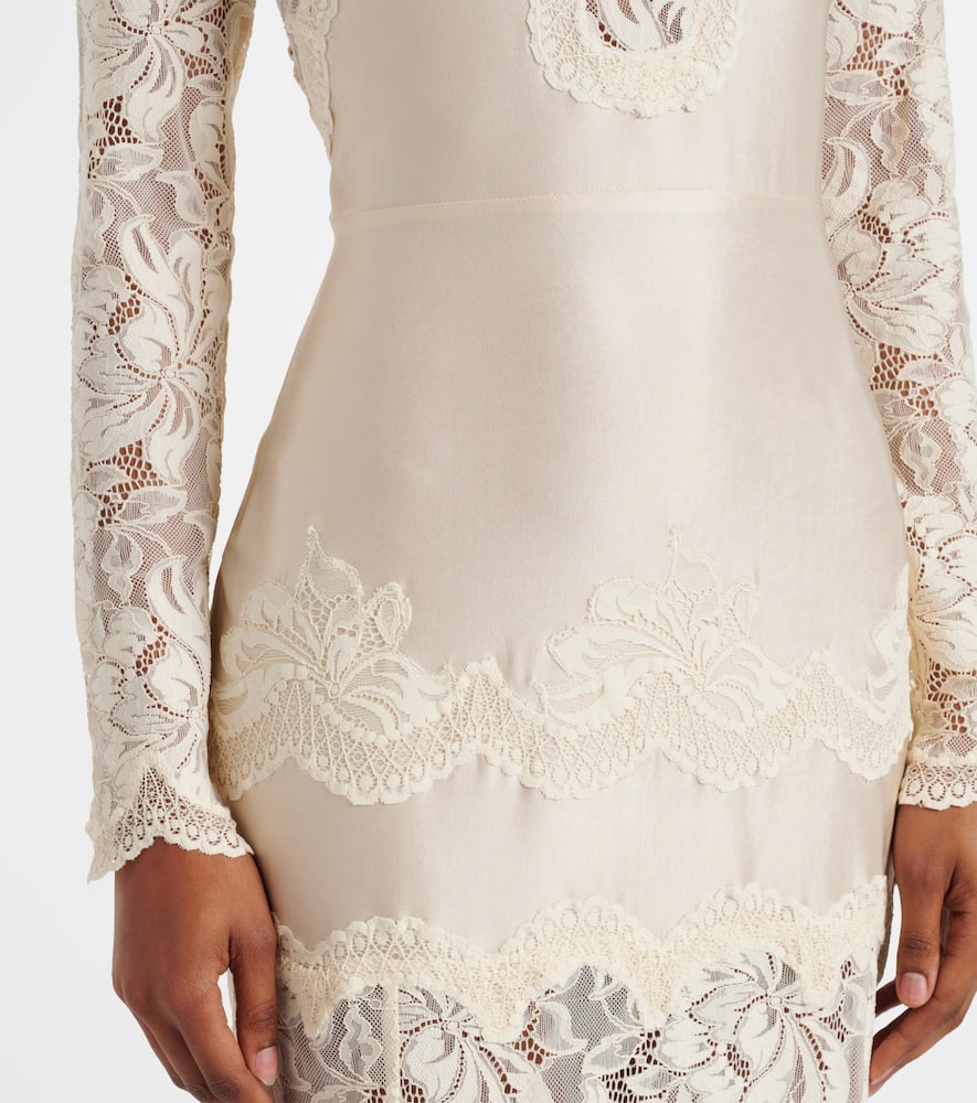 knee length dresses for ladies Ivory long dress in lace – Rabanne main image 1