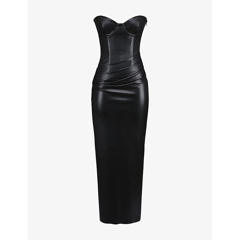 House Of Cb Juliana Vegan Leather Maxi Dress - Cabernet | Editorialist