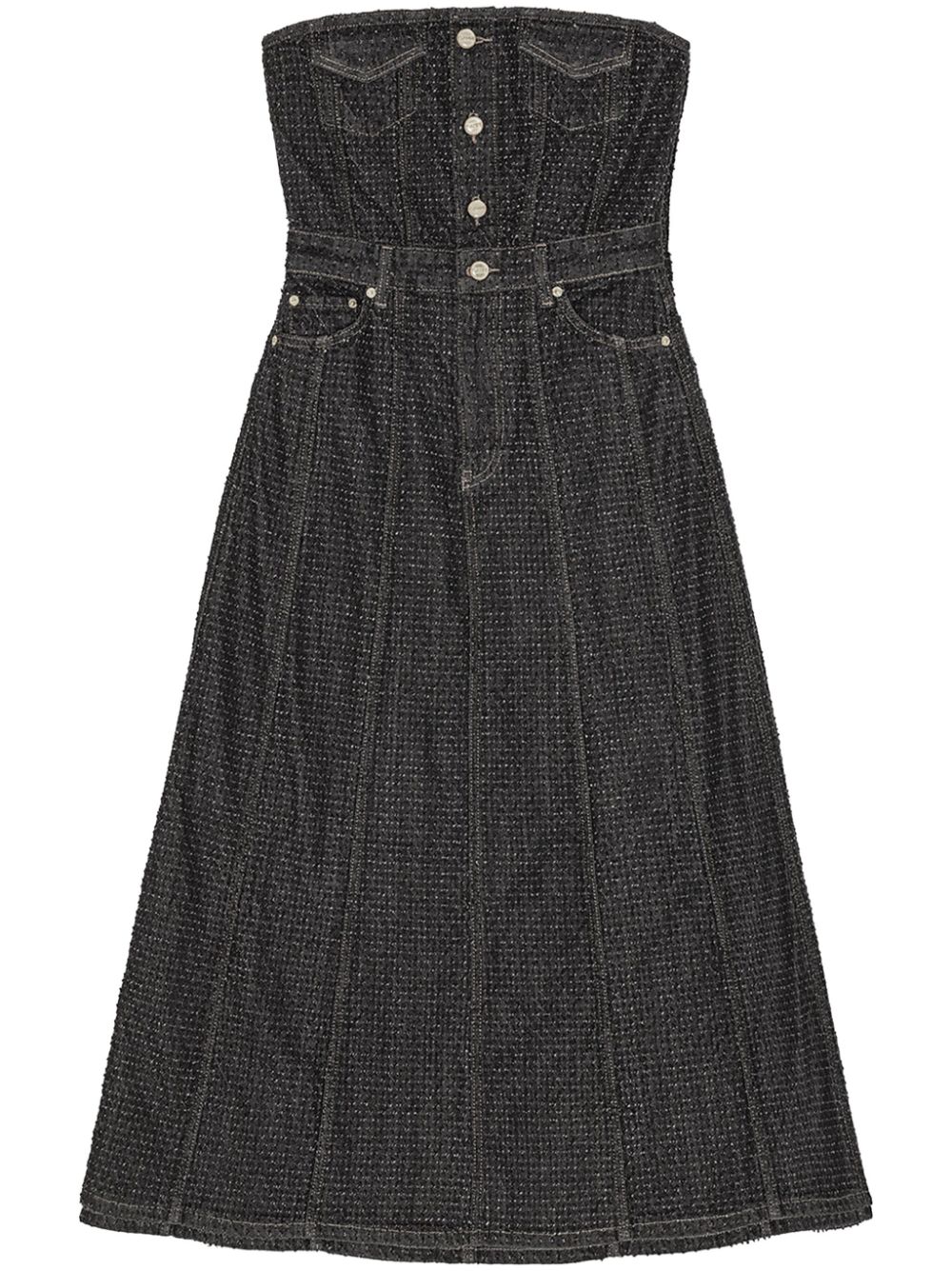 Ganni Fluffy Denim Midi Dress In Black - 50% Off | Editorialist Ganni Fluffy Denim Midi Dress In Black - 50% Off | Editorialist