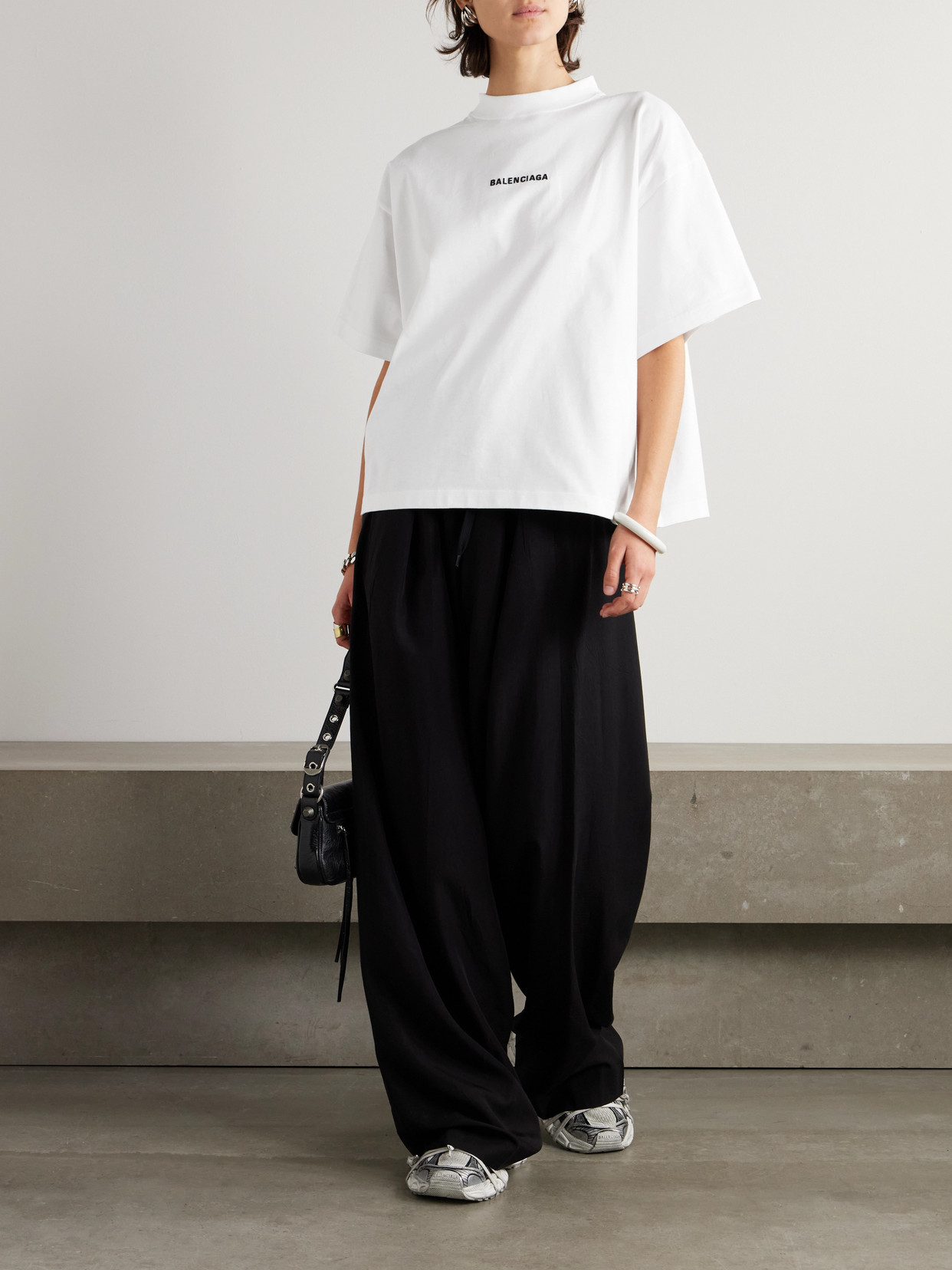 BALENCIAGA Balenciaga Embroidered Cotton-jersey T-shirt