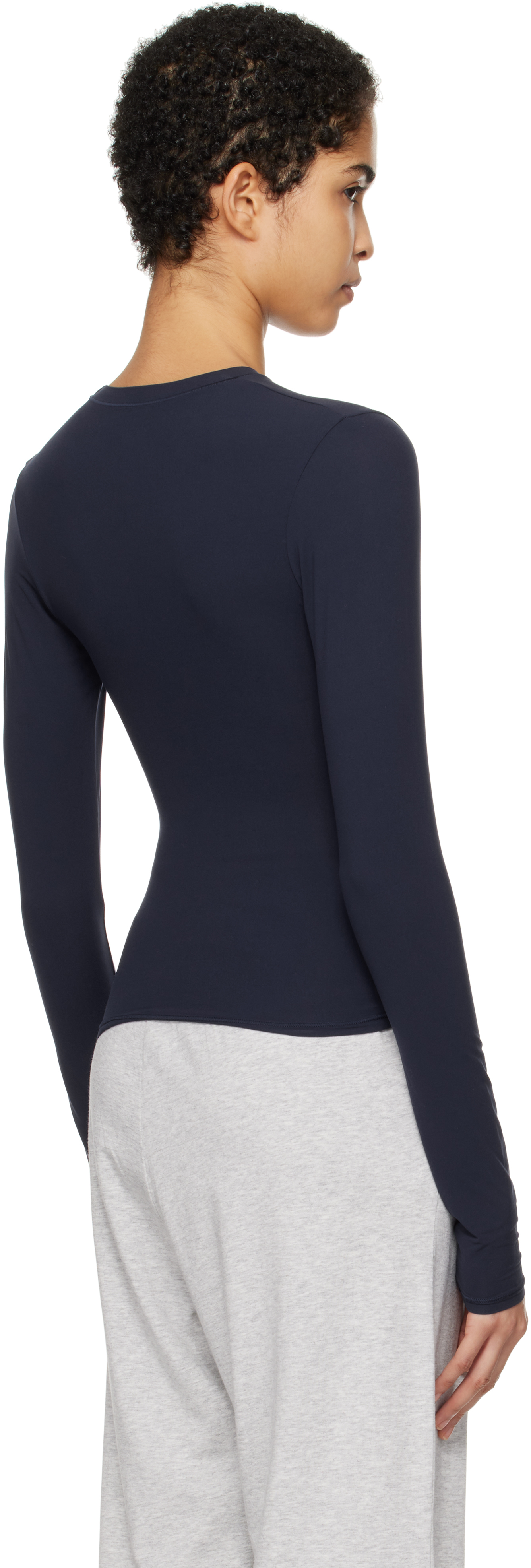 Skims Fits Everybody Long Sleeve T-Shirt - Navy | Editorialist