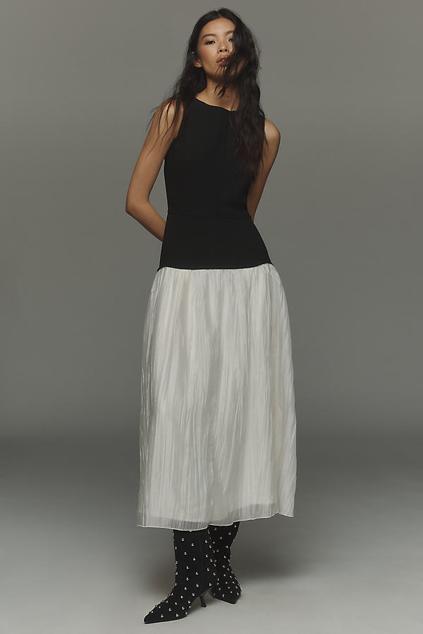 reformation cyra sleeveless twofer maxi dress Reformation Cyra Sleeveless Twofer Maxi Dress - Black