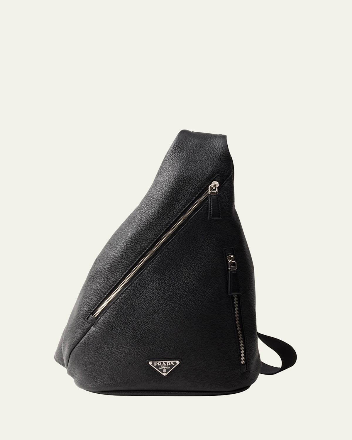 Prada Vitello Daino Leather Sling Backpack - Nero | Editorialist