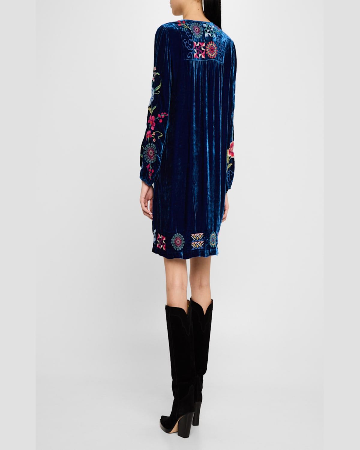 Johnny Was Nikkola Embroidered Velvet Mini Dress - Bellwether | Editorialist