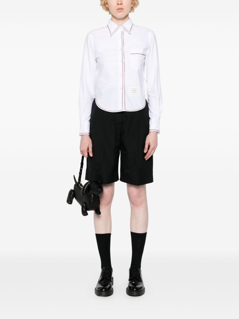 THOM BROWNE Thom Browne Cropped Shirt with Signature Stripe