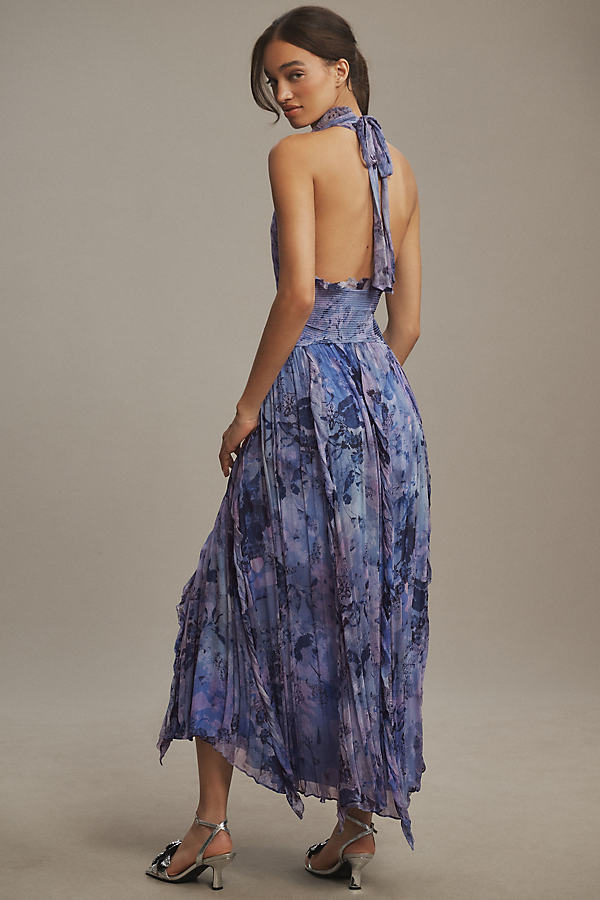 Bhldn Juliette Sleeveless V-Neck Chiffon Maxi Dress In Blue - 30% Off | Editorialist Bhldn Juliette Sleeveless V-Neck Chiffon Maxi Dress In Blue - 30% Off | Editorialist