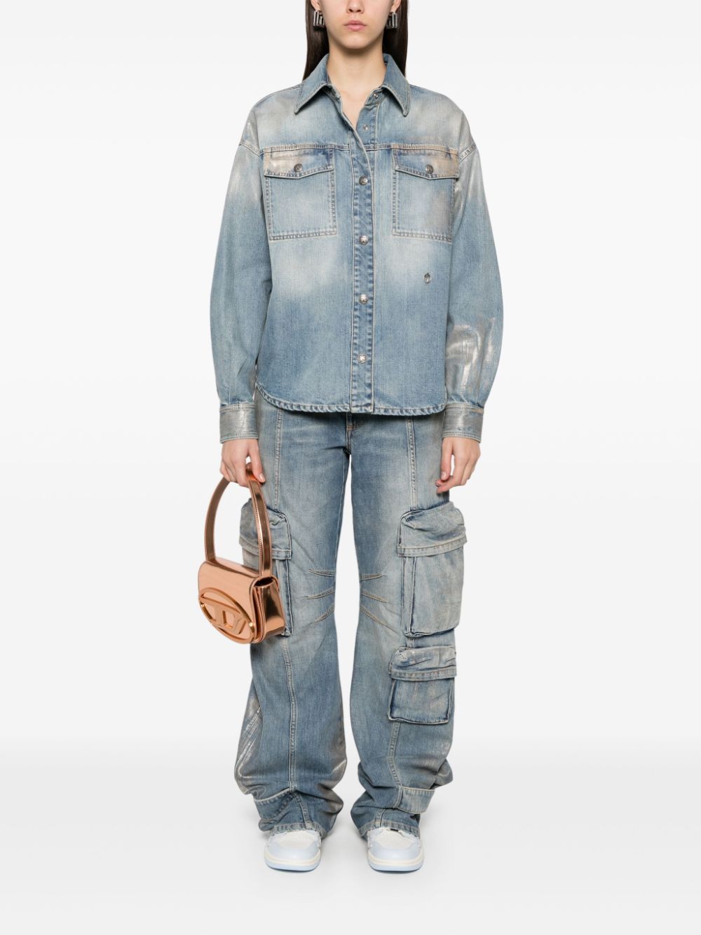 PALM ANGELS Palm Angels Coated Cargo Jeans